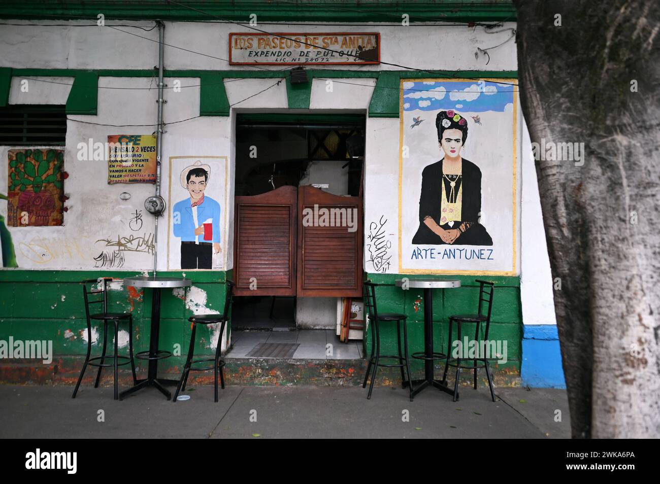Frida Kahlo Wandbild an einer Pulque Bar in Coyoacan, Mexiko Stadt ...
