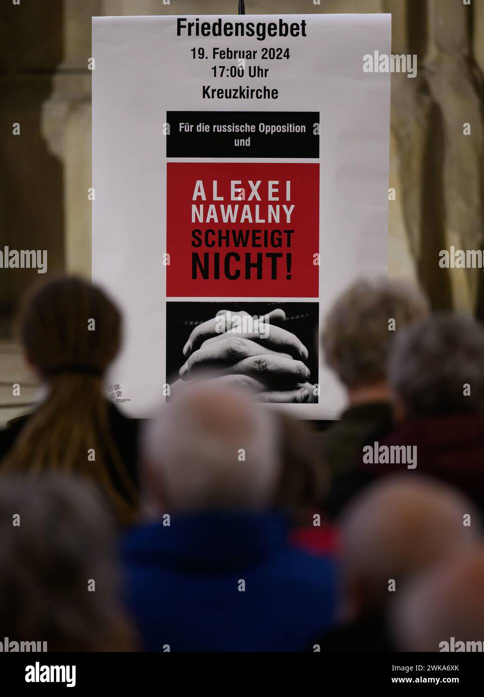 Dresden, Germany. 19th Feb, 2024. A poster "Alexei Navalny is not ...