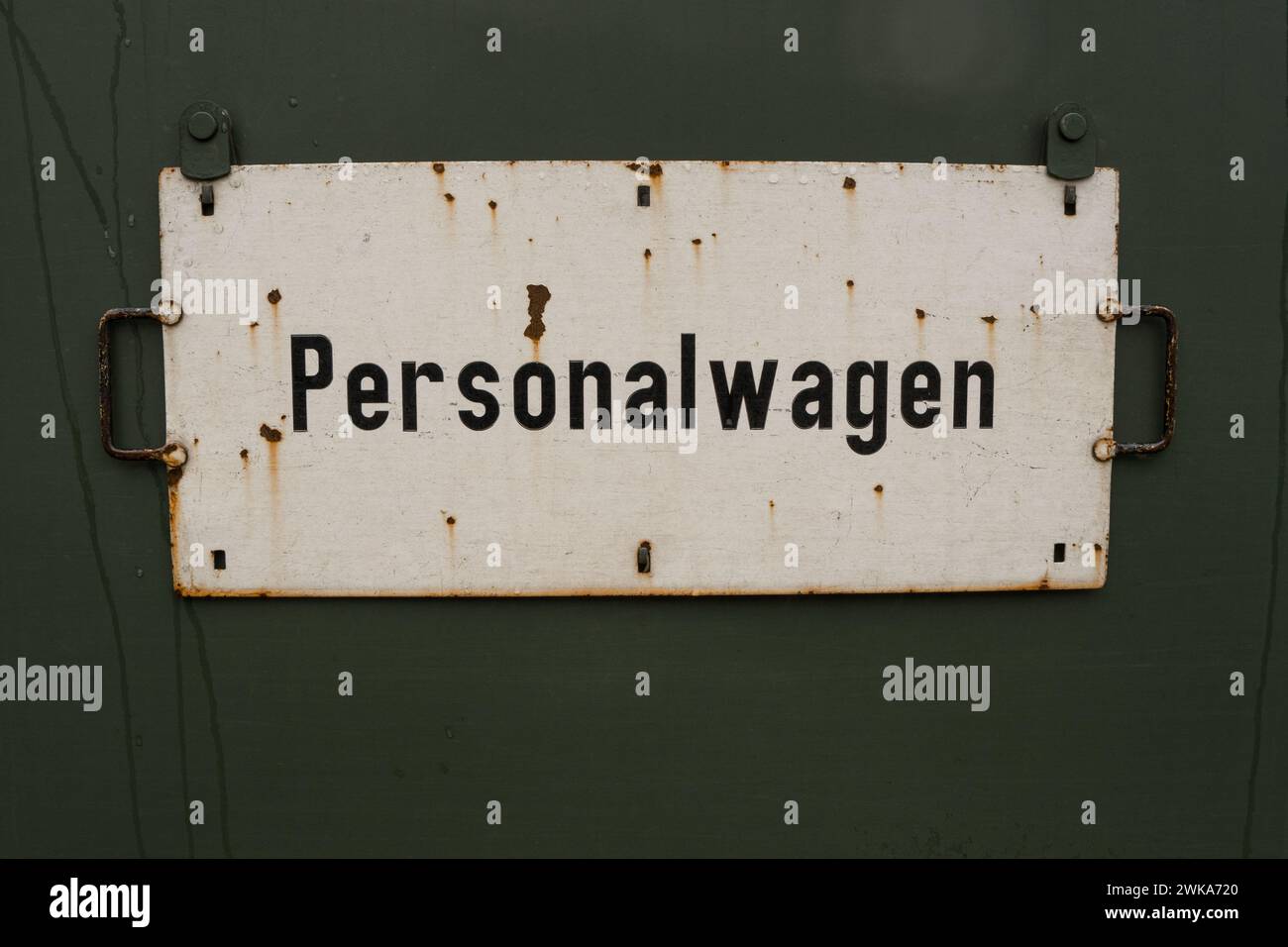 Old german train wagon with personal sign Stock Photo - Alamy