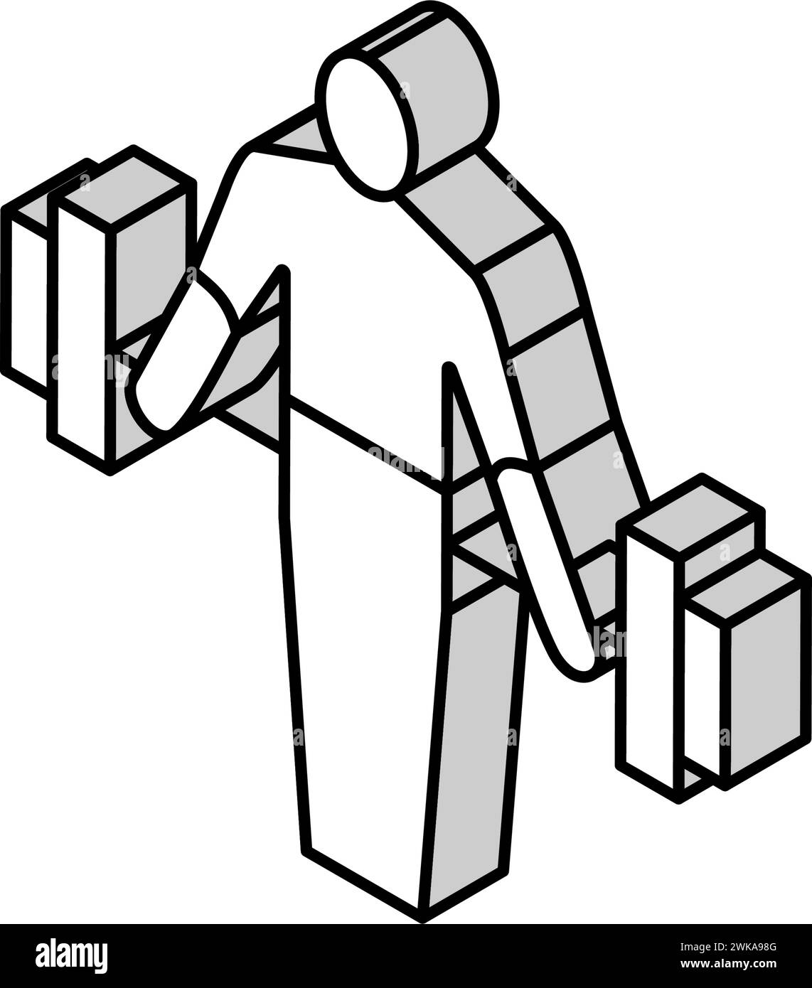 athlete exercising with weight isometric icon vector illustration Stock ...