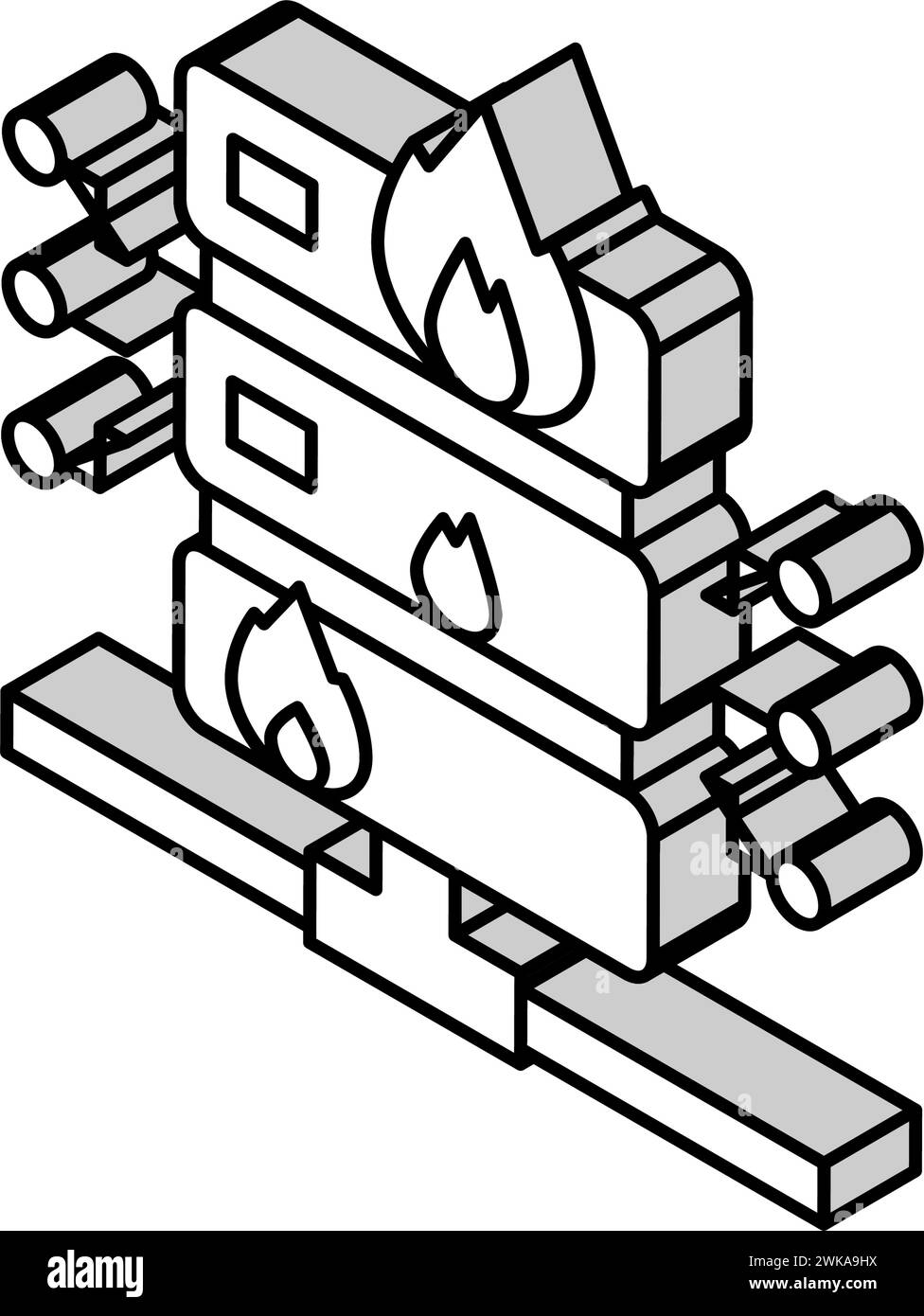 server fire security system isometric icon vector illustration Stock ...