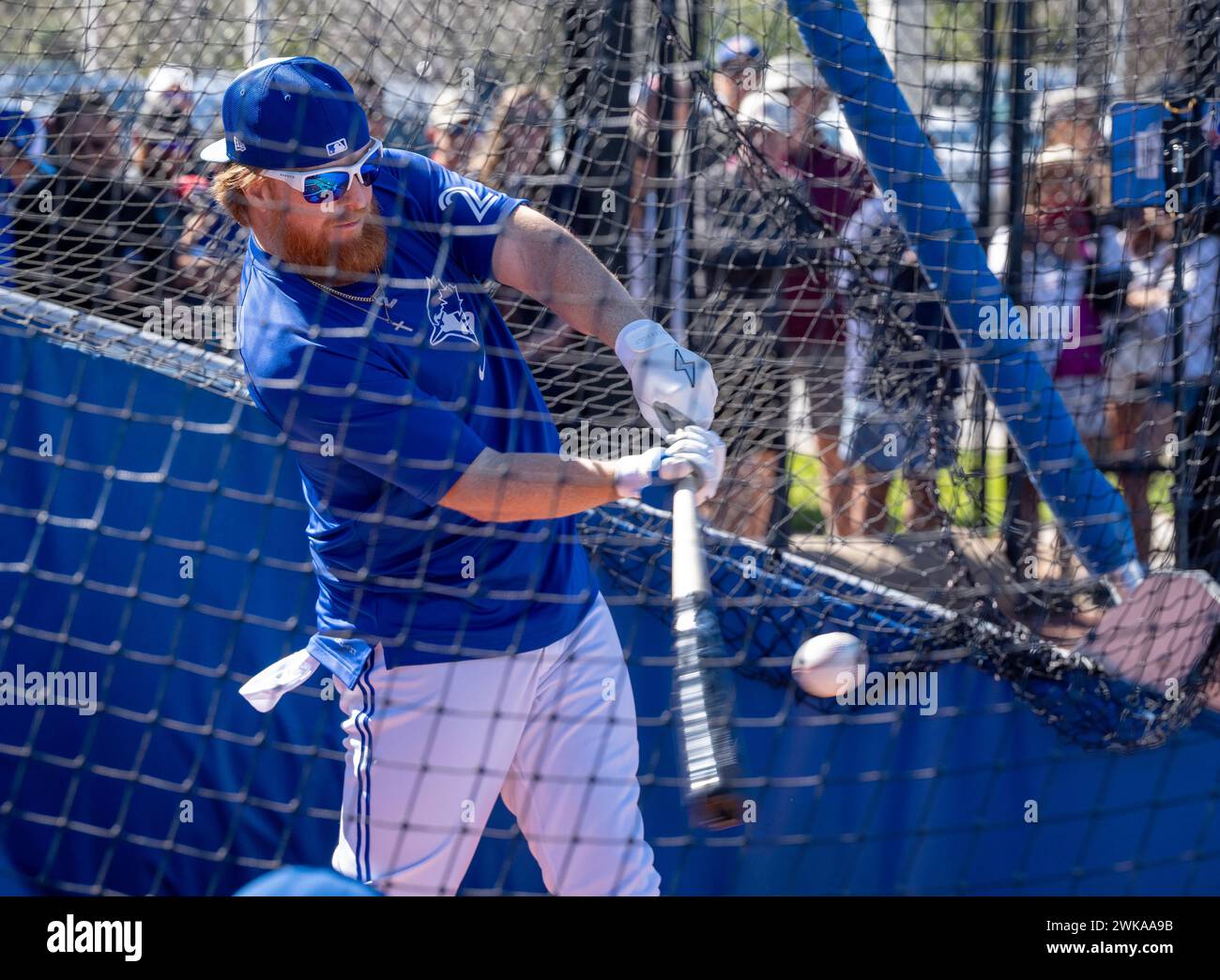 Dunedin, USA. 19th Feb, 2024. Fans watch through the fence as Toronto ...