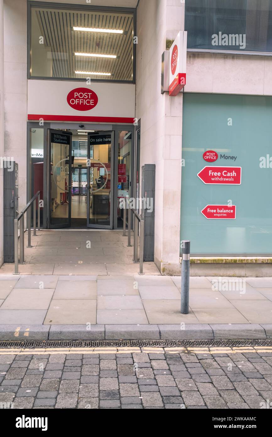 Manchester UK 17 February 2024. Post office Branch , front entrance ...