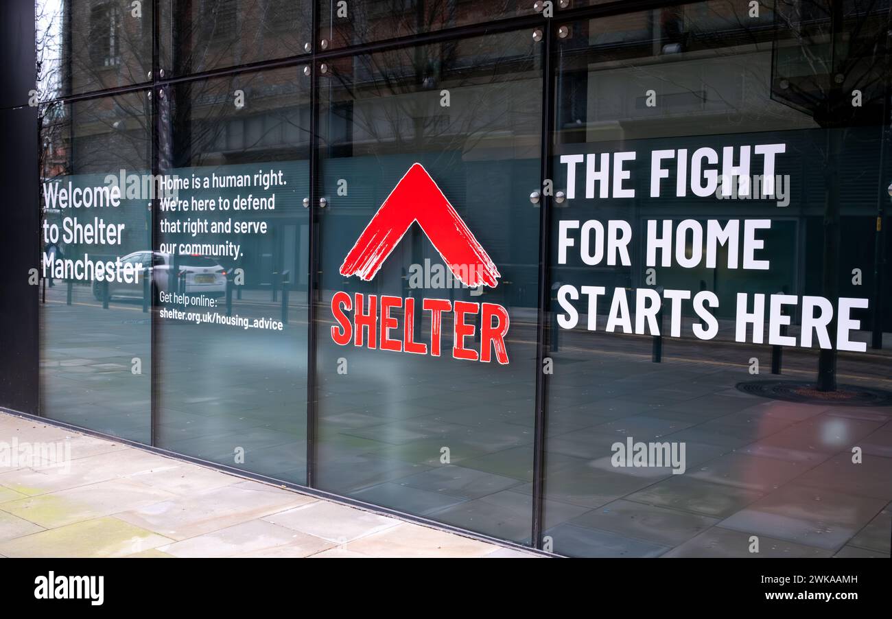 Manchester UK 17 February 2024. Manchester branch of Shelter charity ...