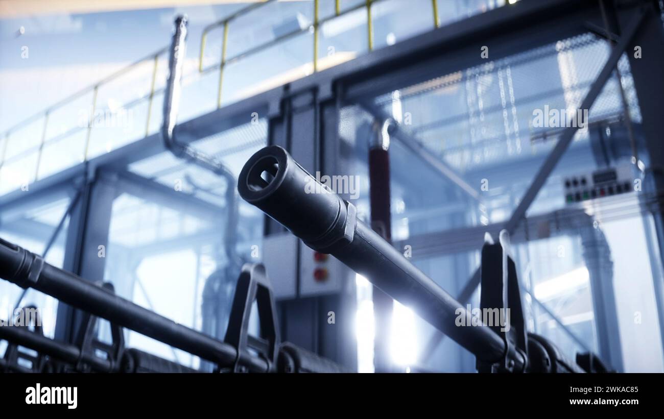 American military machine gun M 16 production line. Factory process ...