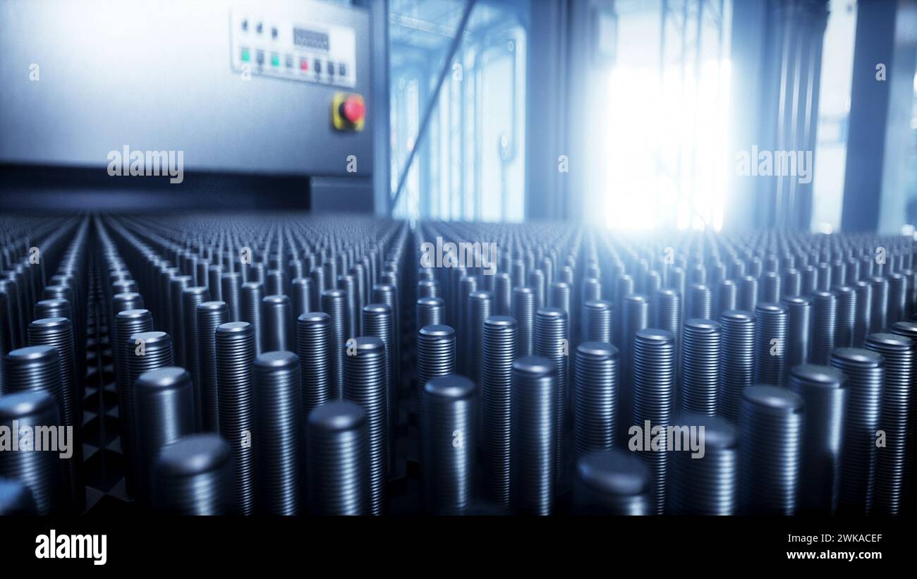 bolt factory process. Production line. 3d rendering Stock Photo - Alamy