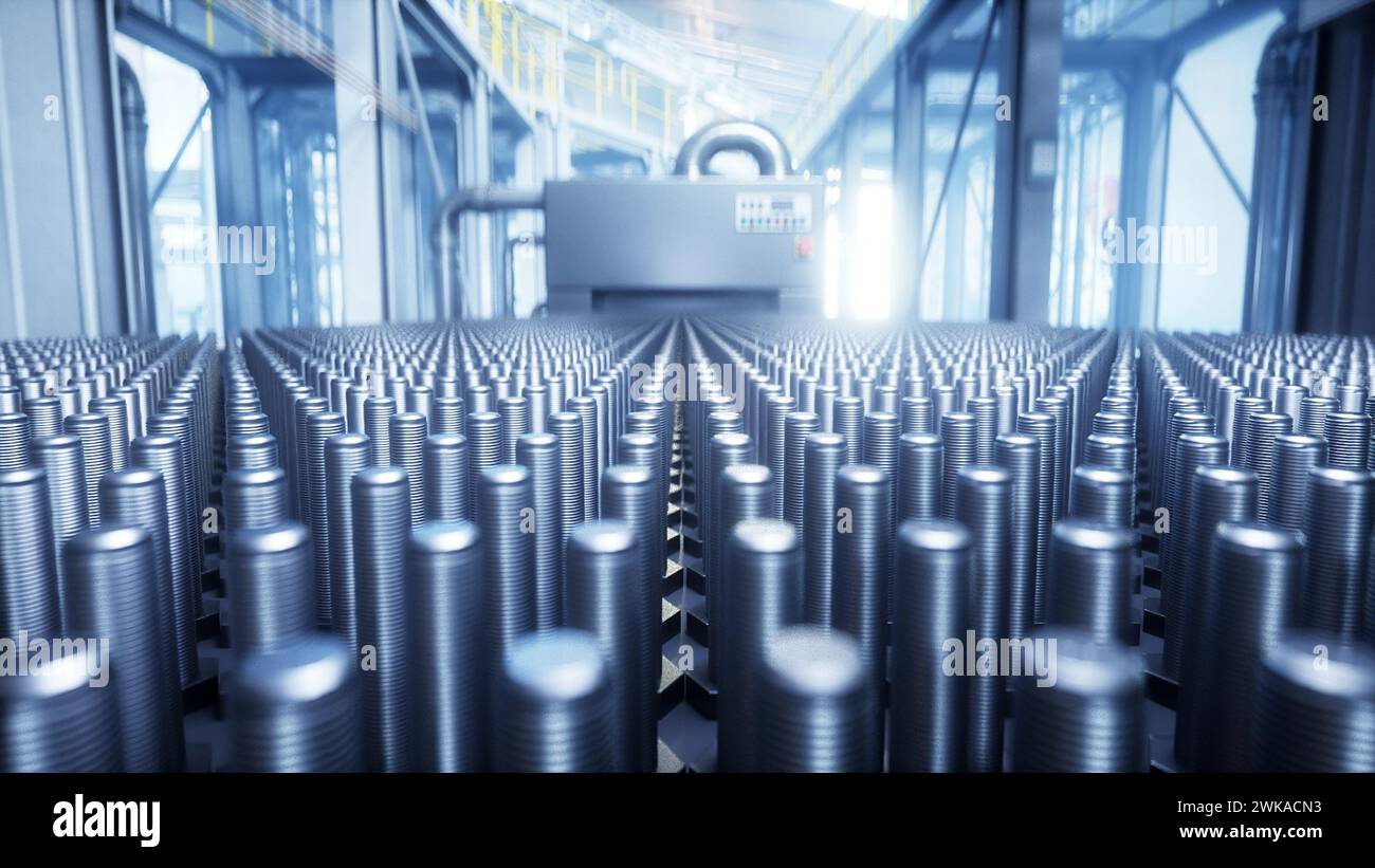 bolt factory process. Production line. 3d rendering Stock Photo - Alamy