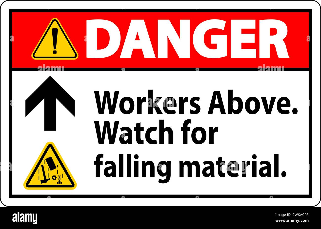 Danger Sign, Workers Above Falling Material Stock Vector Image & Art ...