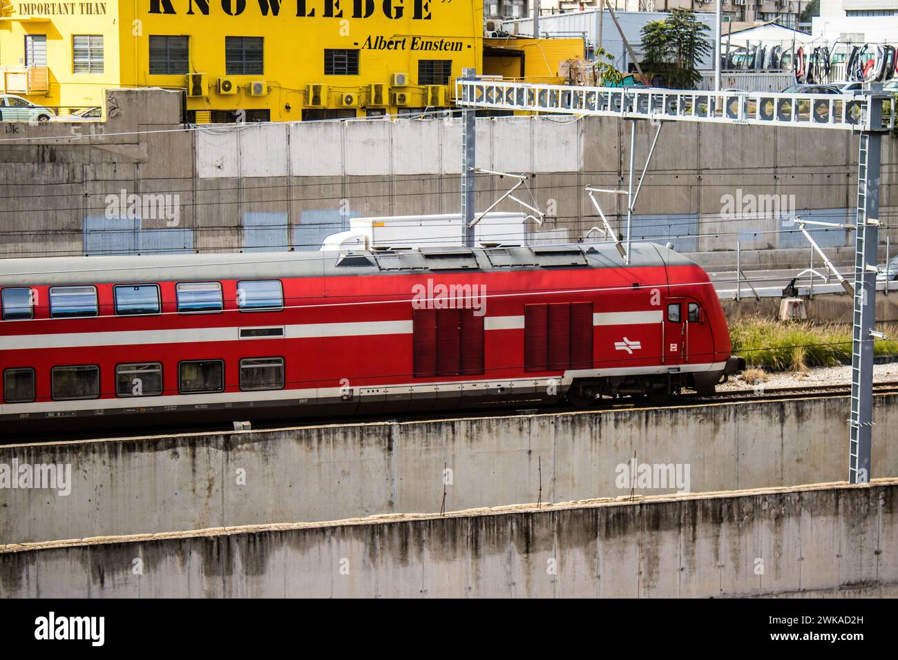 Tel Aviv, Israel, February 19, 2024 Train connecting Tel Aviv to ...