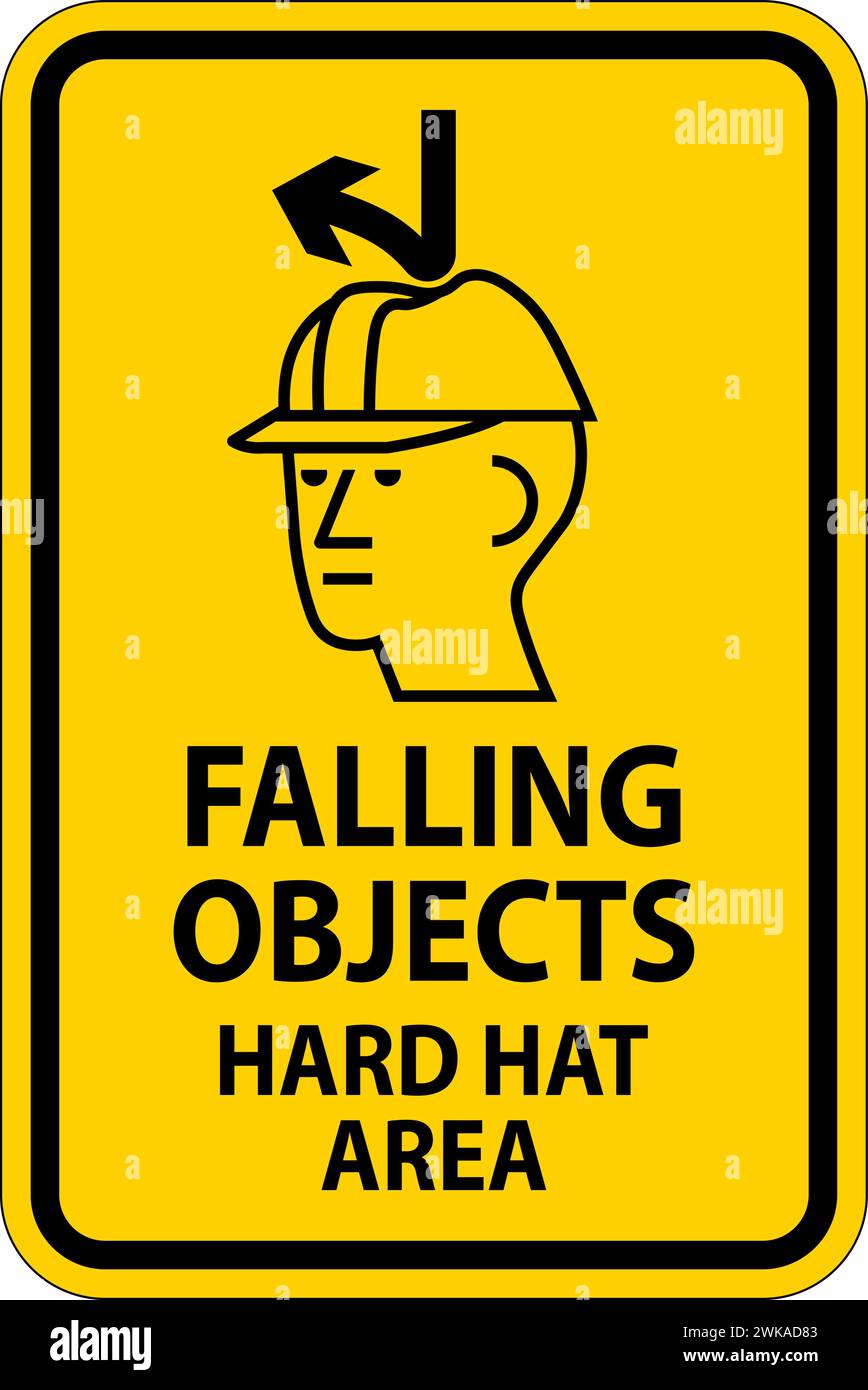 Danger Sign, Falling Objects Hard Hat Area Stock Vector Image & Art - Alamy