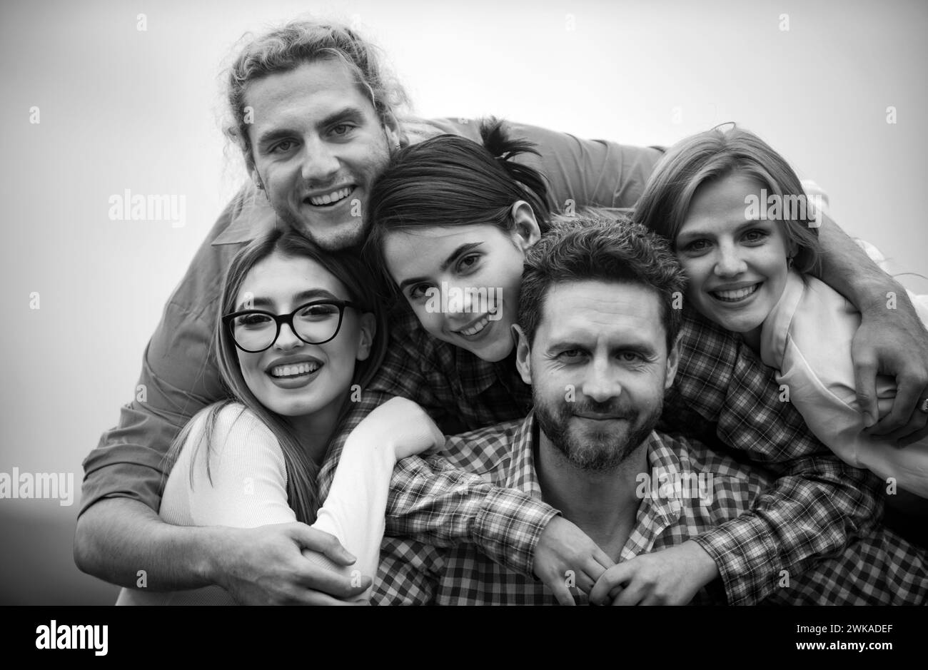 Group of happy people. Youth and friendship concept. Group of friends ...