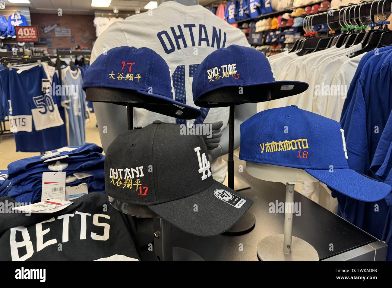 Souvenir baseball caps featuring Los Angteles Dodgers designated hitter ...