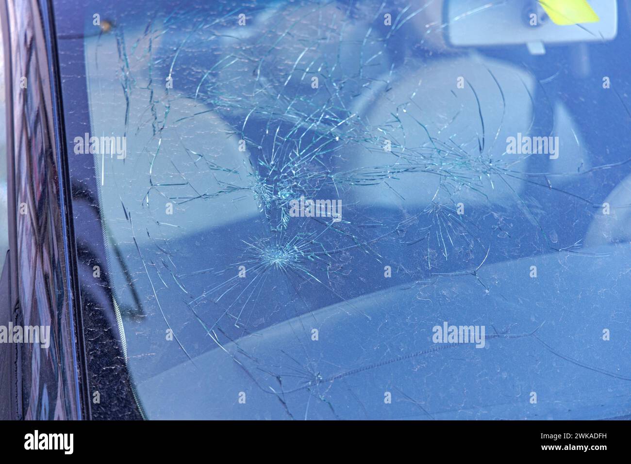 Broken Glass Front Windscreen at Car Traffic Accident Damage Stock ...