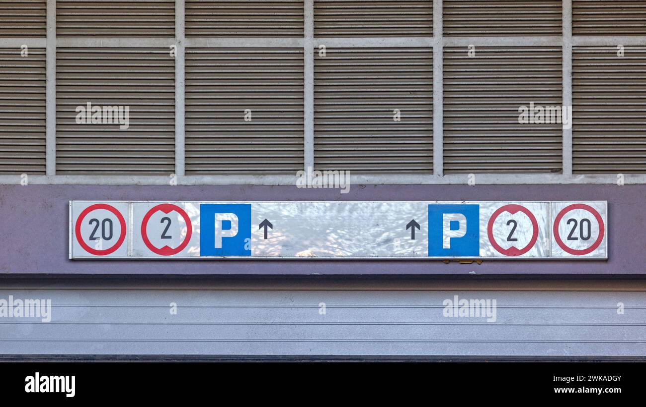 Speed Limit Direction Arrows Parking Garage Traffic Signs Stock Photo ...