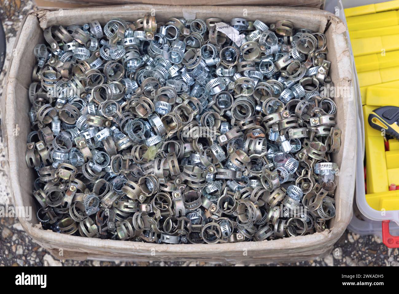 Stainless Steel Rings Hose Clamps Parts in Box Stock Photo - Alamy