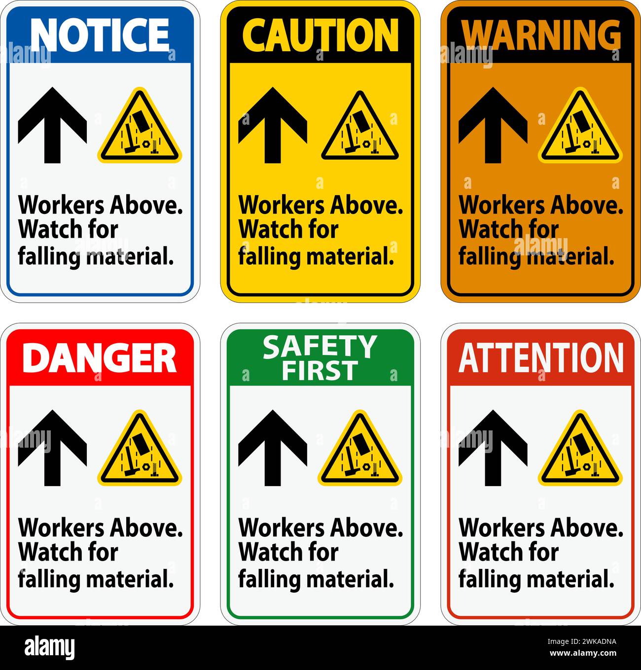 Danger Sign, Workers Above Falling Material Stock Vector Image & Art ...