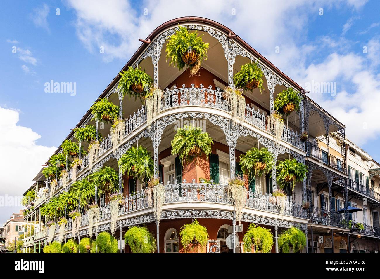 old french building with typical iron balconies in the french quarter ...