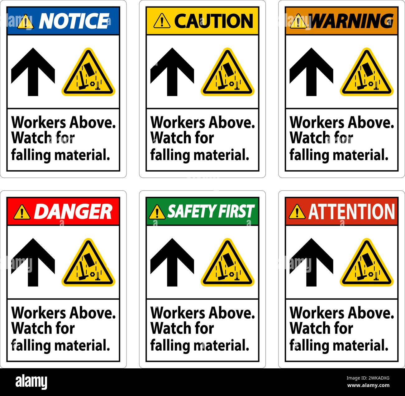 Danger Sign, Workers Above Falling Material Stock Vector Image & Art ...