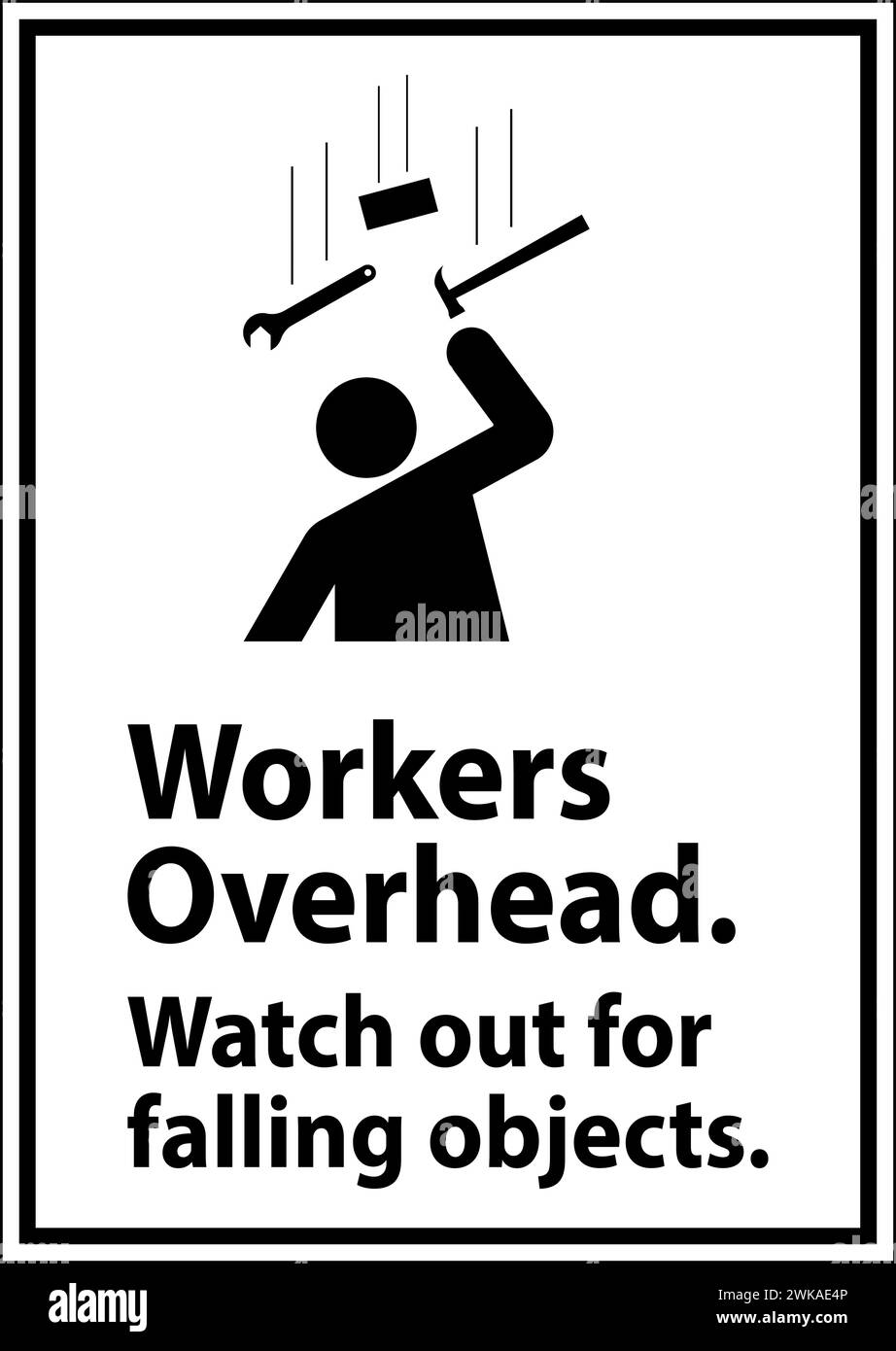 Warning Falling Debris Sign, Workers Overhead Falling Objects Stock ...