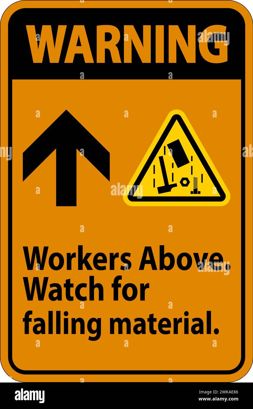 Warning Sign, Workers Above Falling Material Stock Vector Image & Art ...