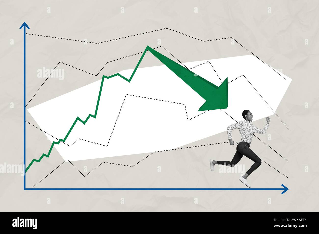 Creative collage picture image black white effect miniature sadness ...