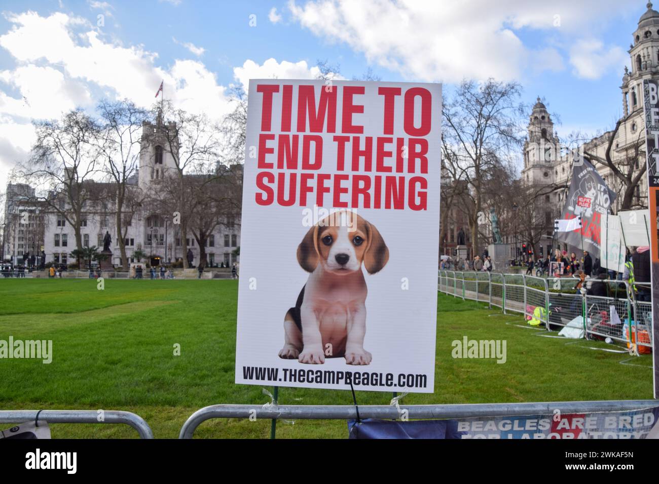 London, UK. 19th February 2024. Camp Beagle and various animal rights ...