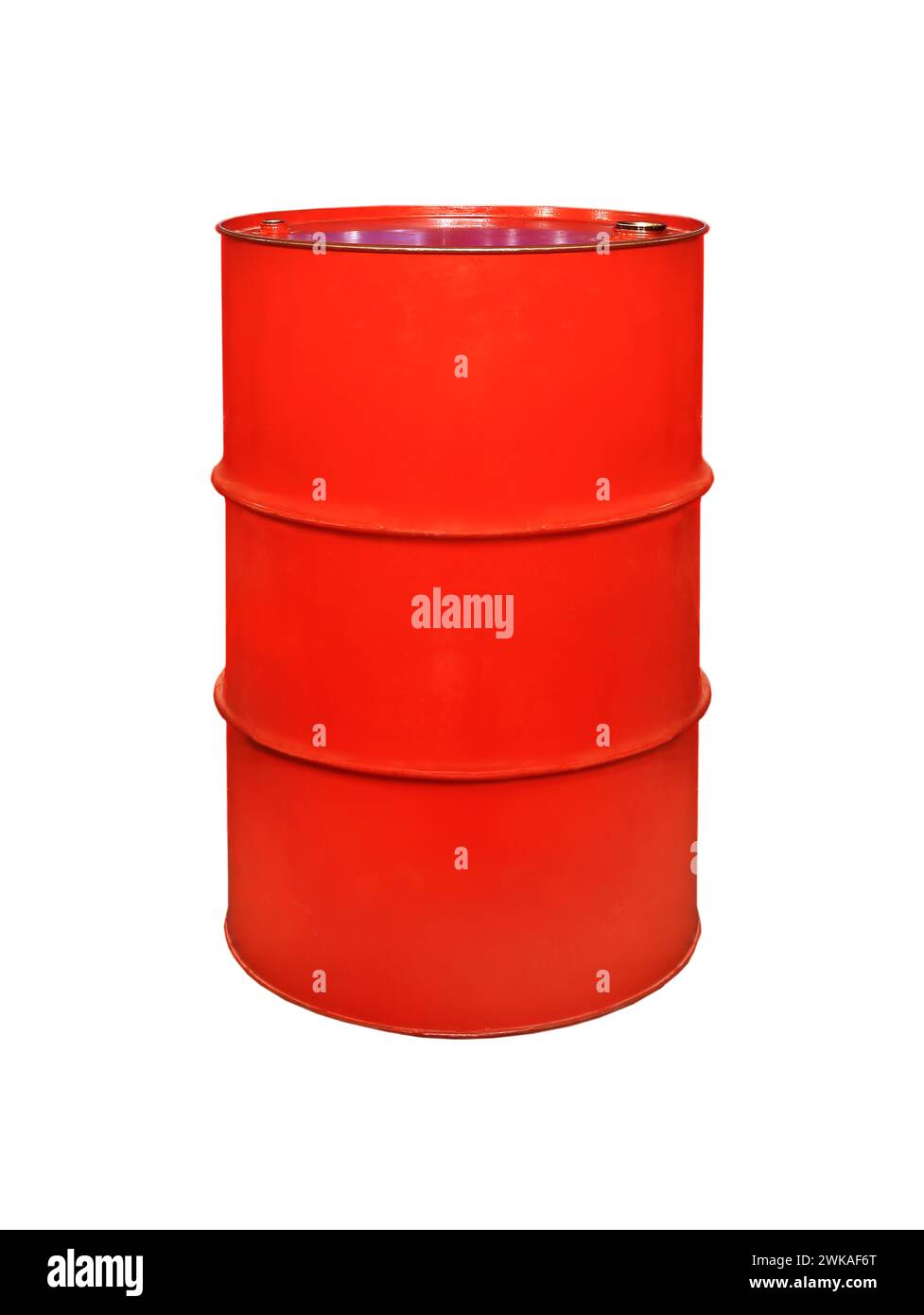 Red metal barrel isolated on a white background Stock Photo - Alamy