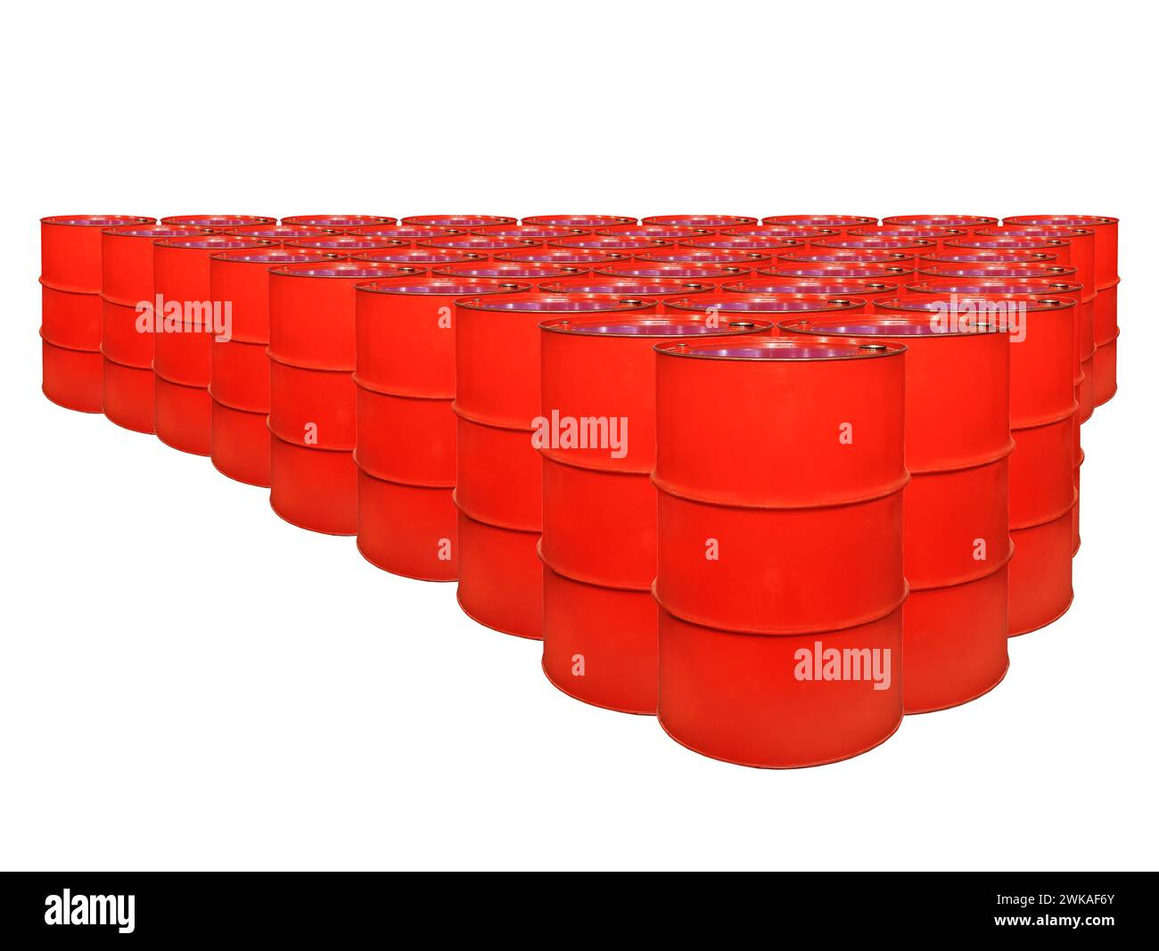 Red metal barrels isolated on a white background Stock Photo - Alamy