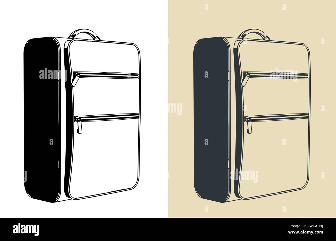 Stylized vector illustrations of a spacious travel suitcase Stock Vector Image & Art - Alamy