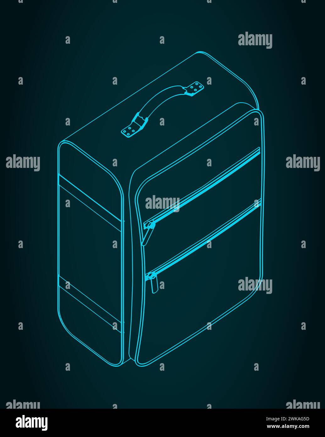 Stylized vector illustration of isometric blueprint of spacious travel ...