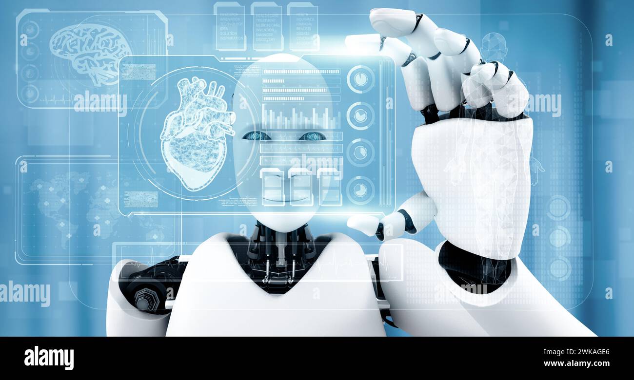 XAI 3d illustration Future medical technology controlled by AI robot ...