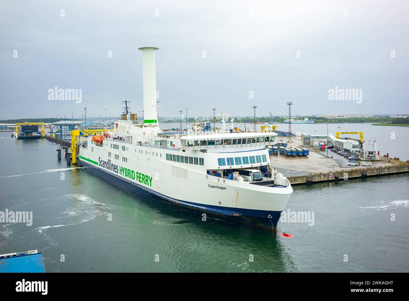 rostock, germany, 19 july 2023, scandlines hybrid ferry in the harbour ...