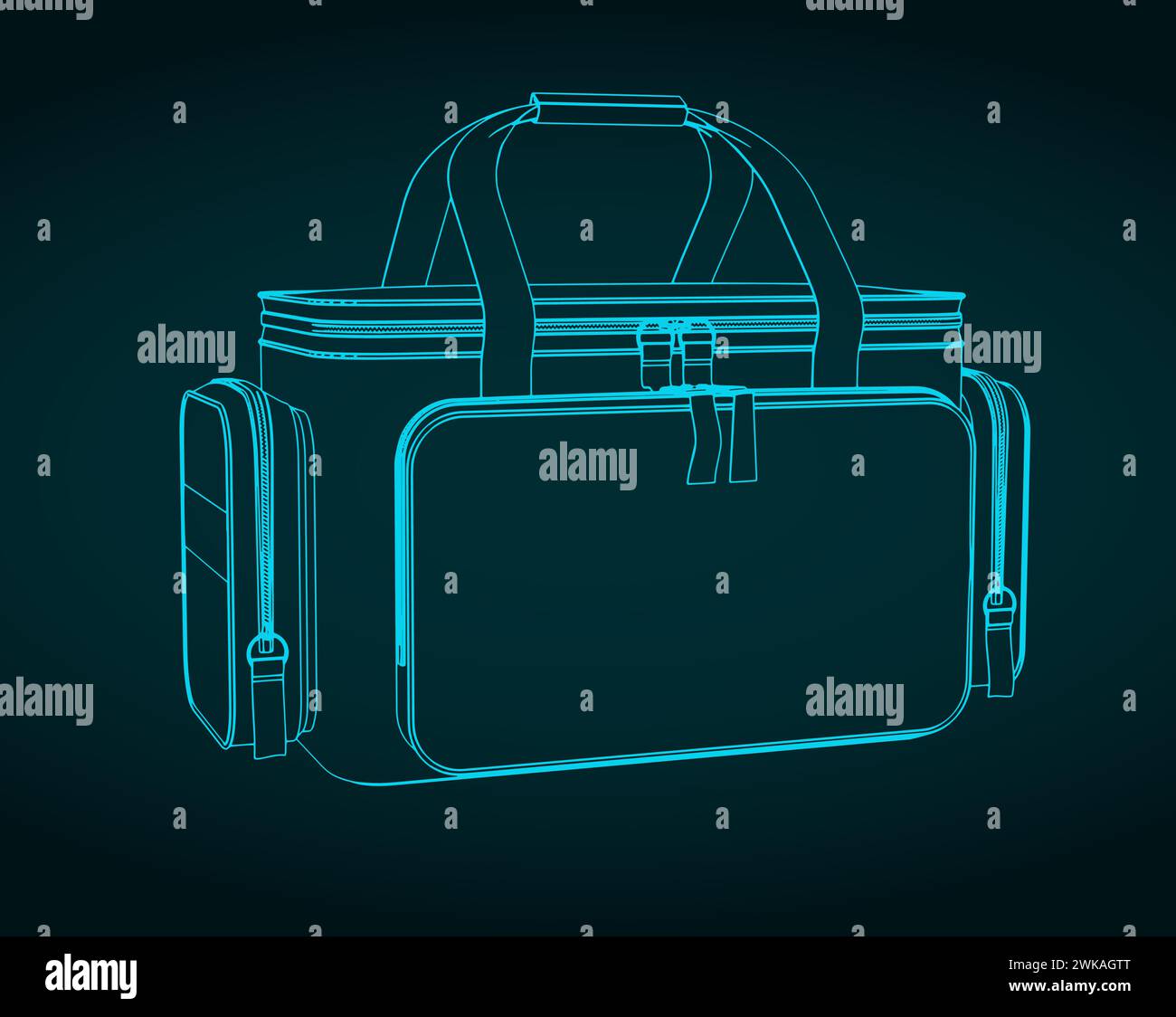 Stylized vector illustrations of blueprint of first aid bag Stock ...