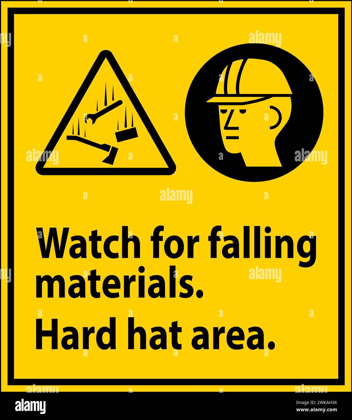 Warning Sign, Watch For Falling Materials, Hard Hat Area Stock Vector ...