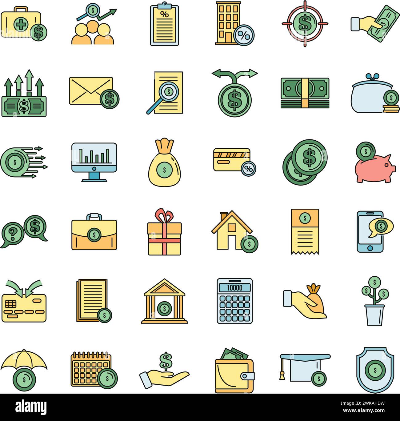 New subsidy icons set. Outline set of new subsidy vector icons thin ...