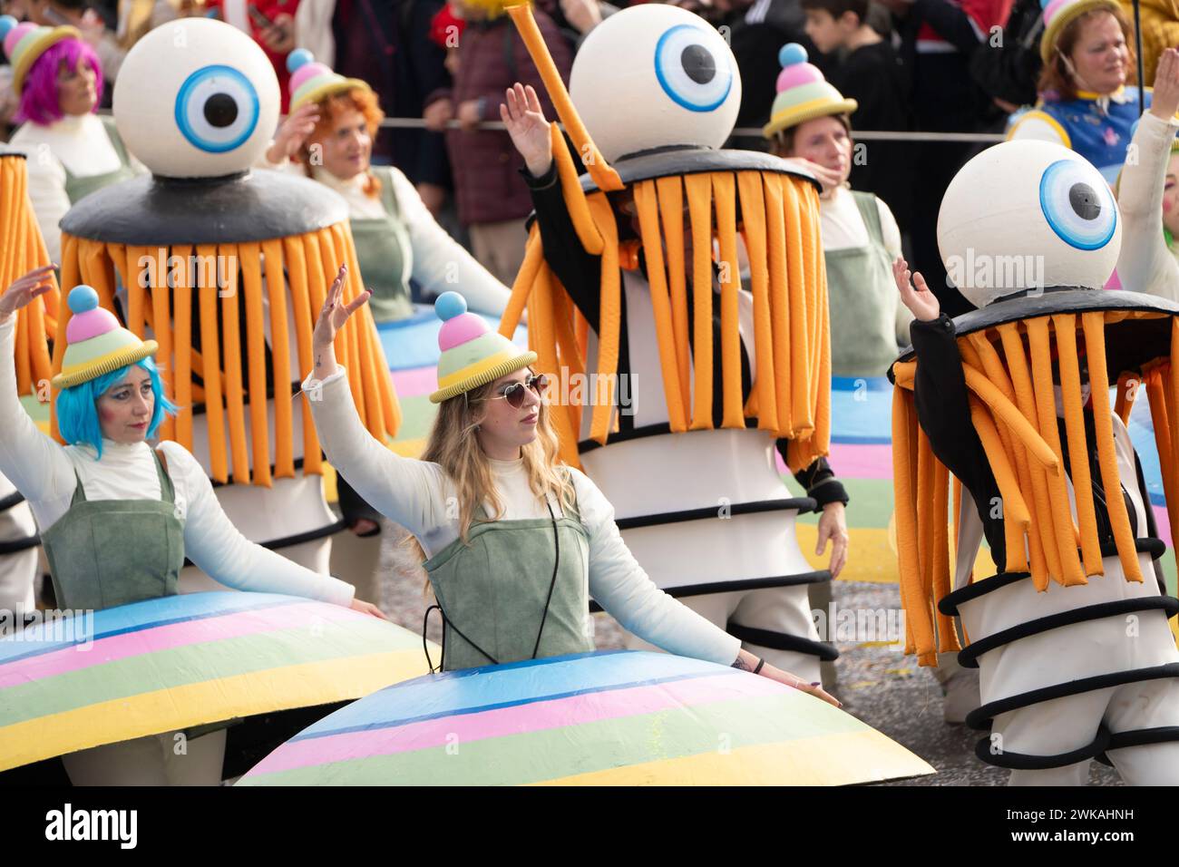 Viareggio, Italy, February 18th 2024 - The parade of allegorical floats ...