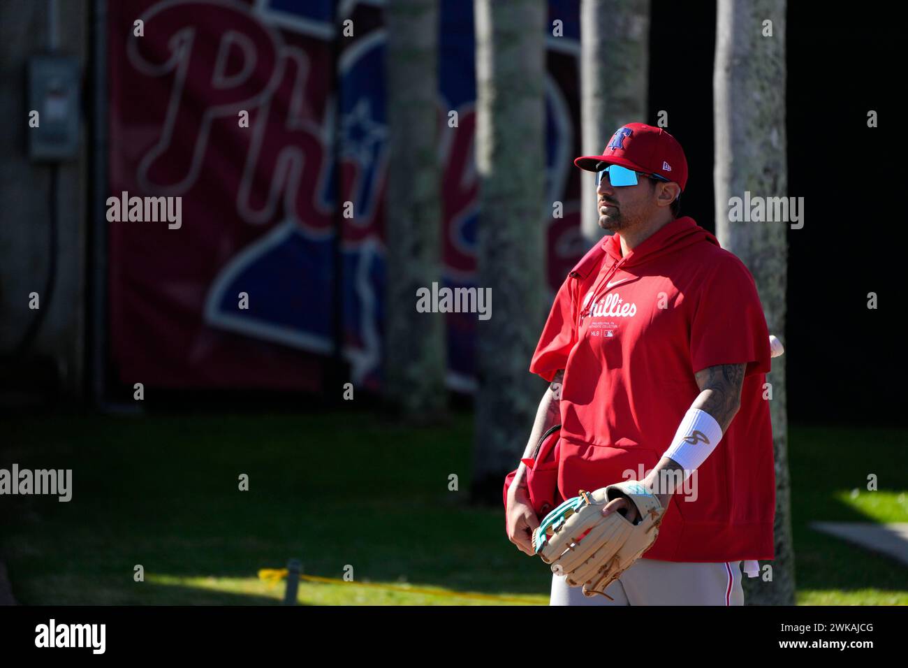 Philadelphia Phillies right fielder Nick Castellanos walks to the field ...