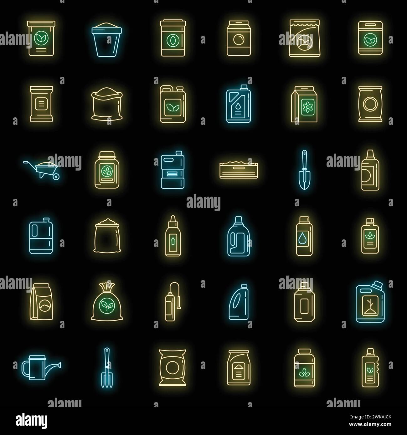 Bio fertilizer icons set. Outline set of bio fertilizer vector icons ...