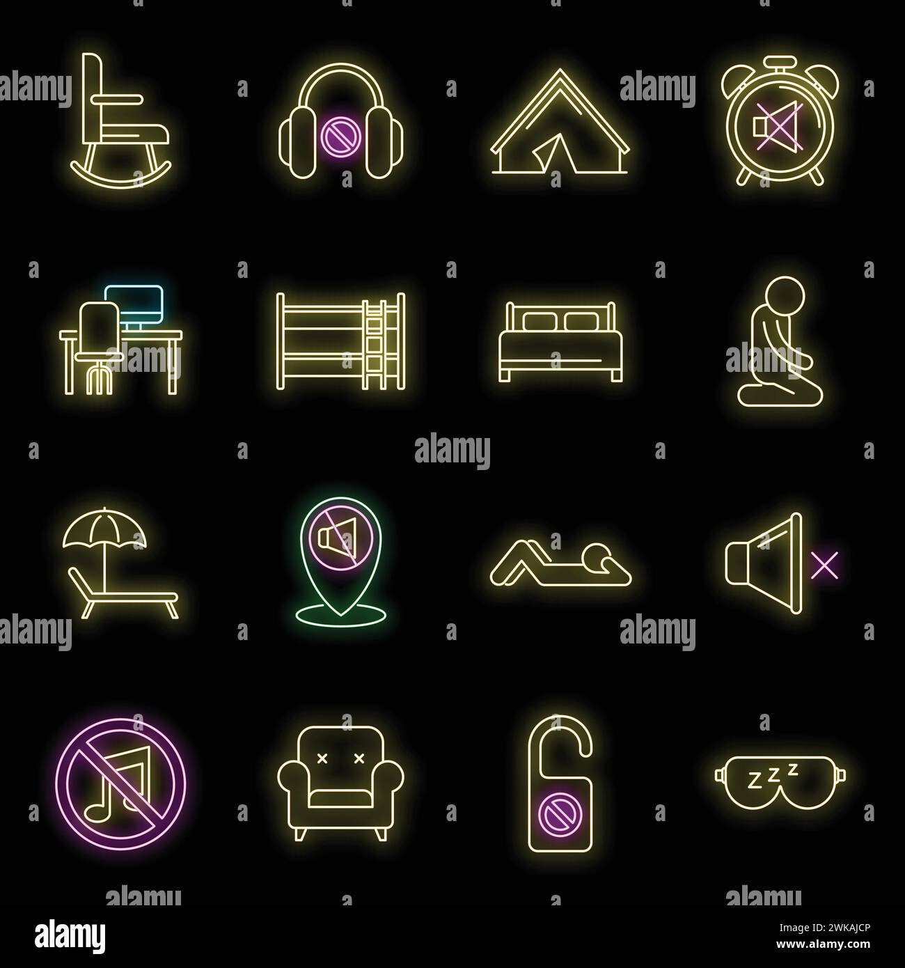 Summer quiet spaces icons set. Outline set of summer quiet spaces ...