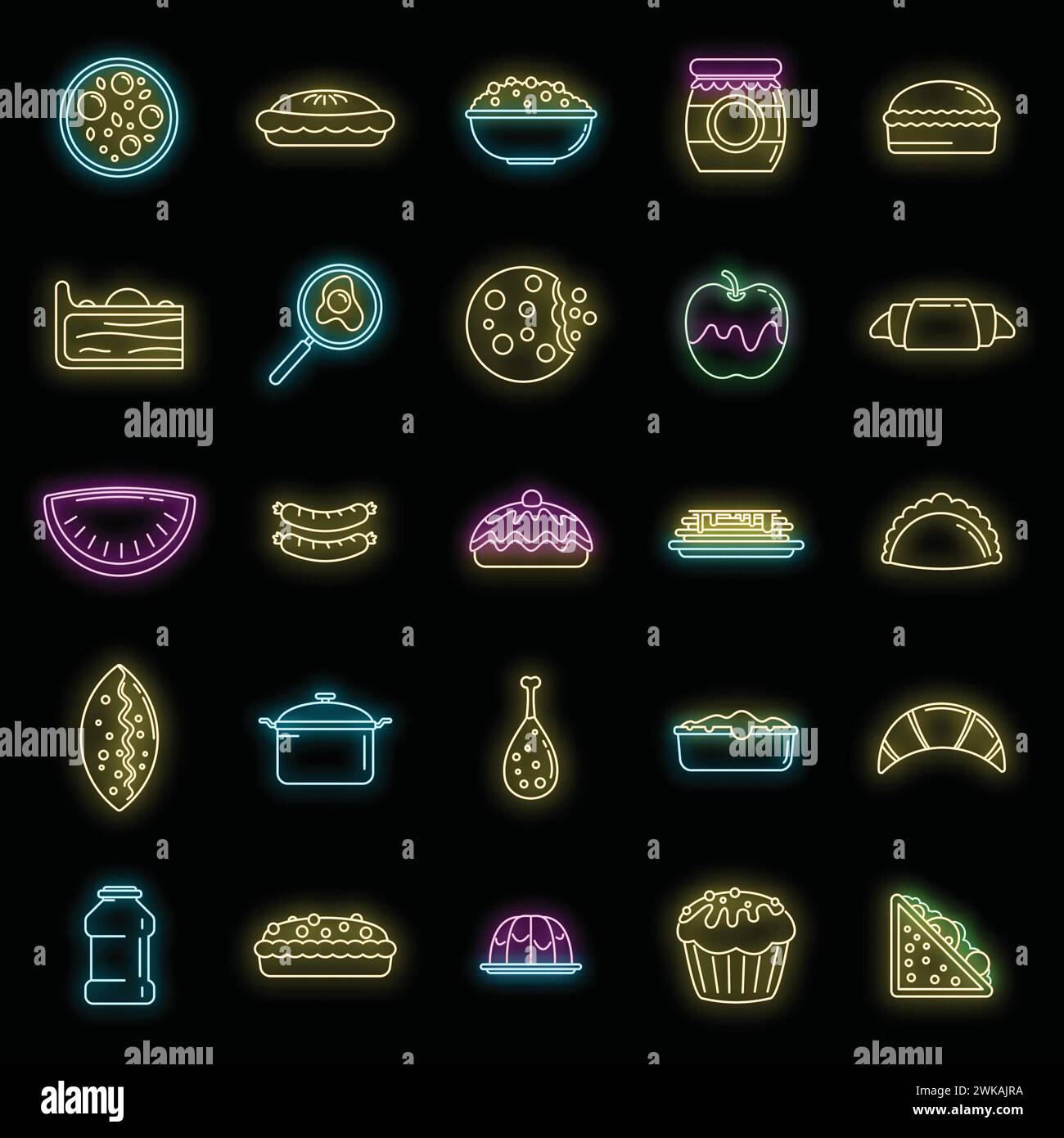 Tasty homemade food icons set. Outline set of tasty homemade food ...