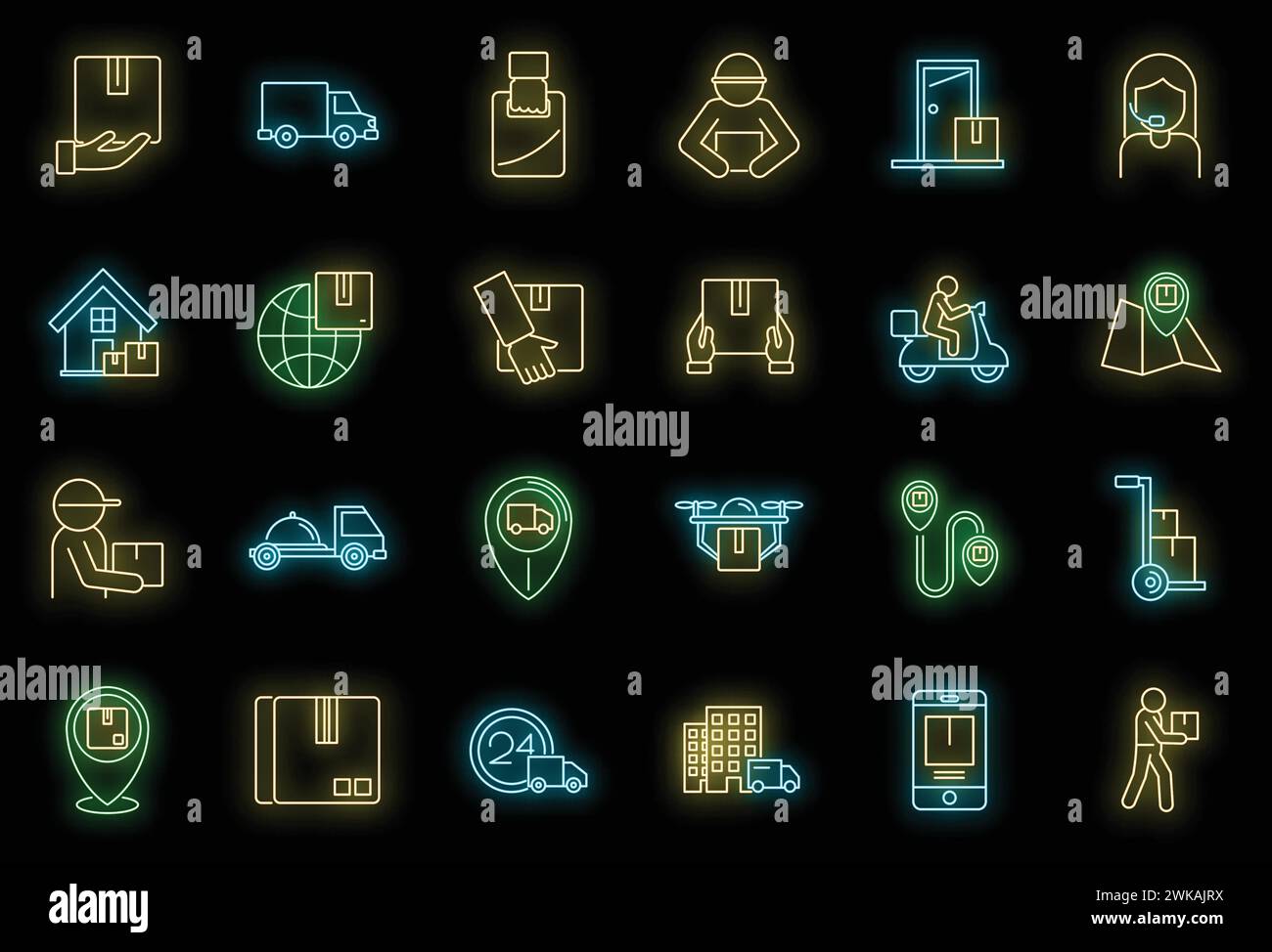 Fast home delivery icons set. Outline set of fast home delivery vector ...