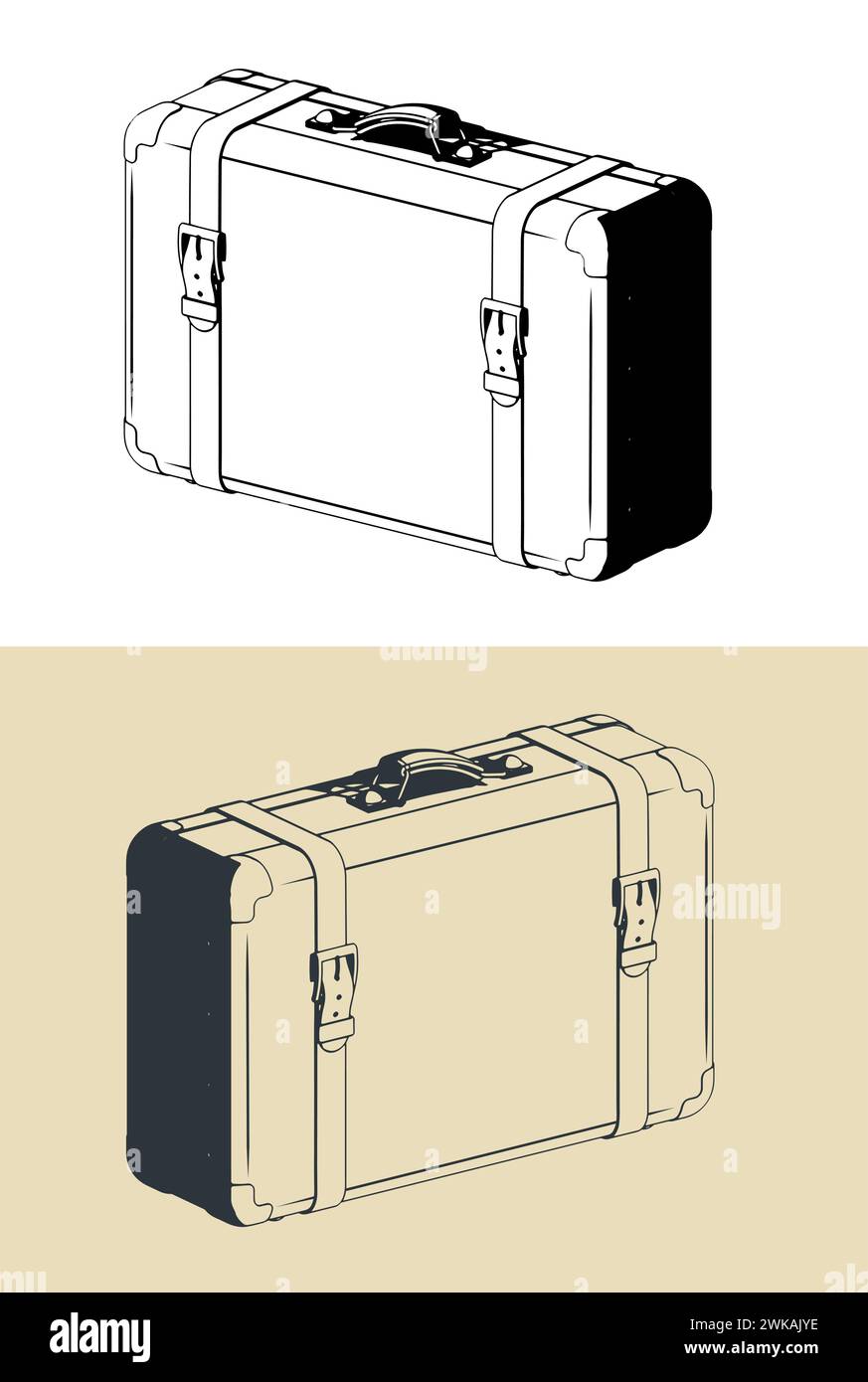 Stylized vector illustration of travel retro suitcase Stock Vector ...