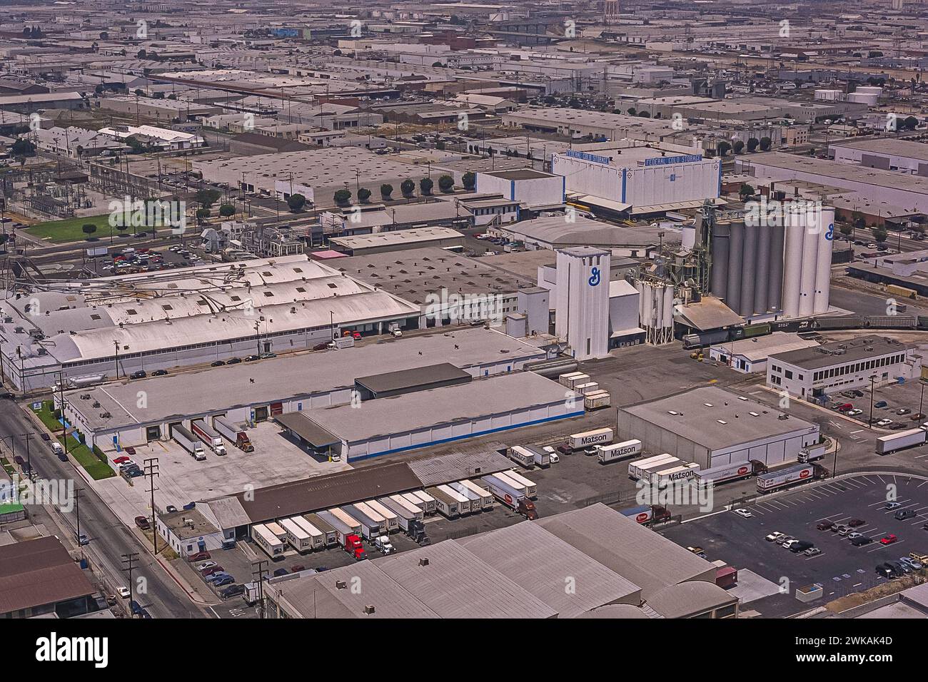 An aerial view of the General Mills campus in Los Angeles, California ...