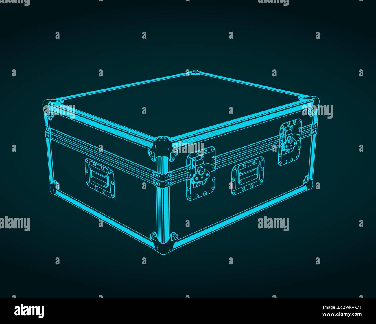 Stylized vector illustration of isometric blueprint of road case for ...