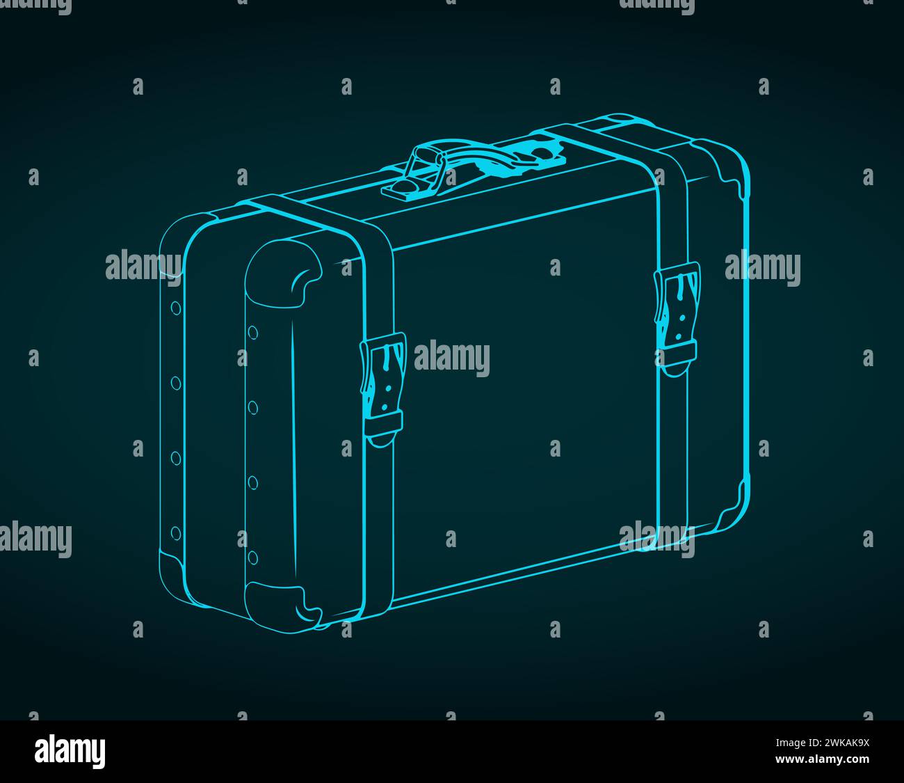 Stylized vector illustration of blueprint of travel retro suitcase Stock Vector Image & Art - Alamy