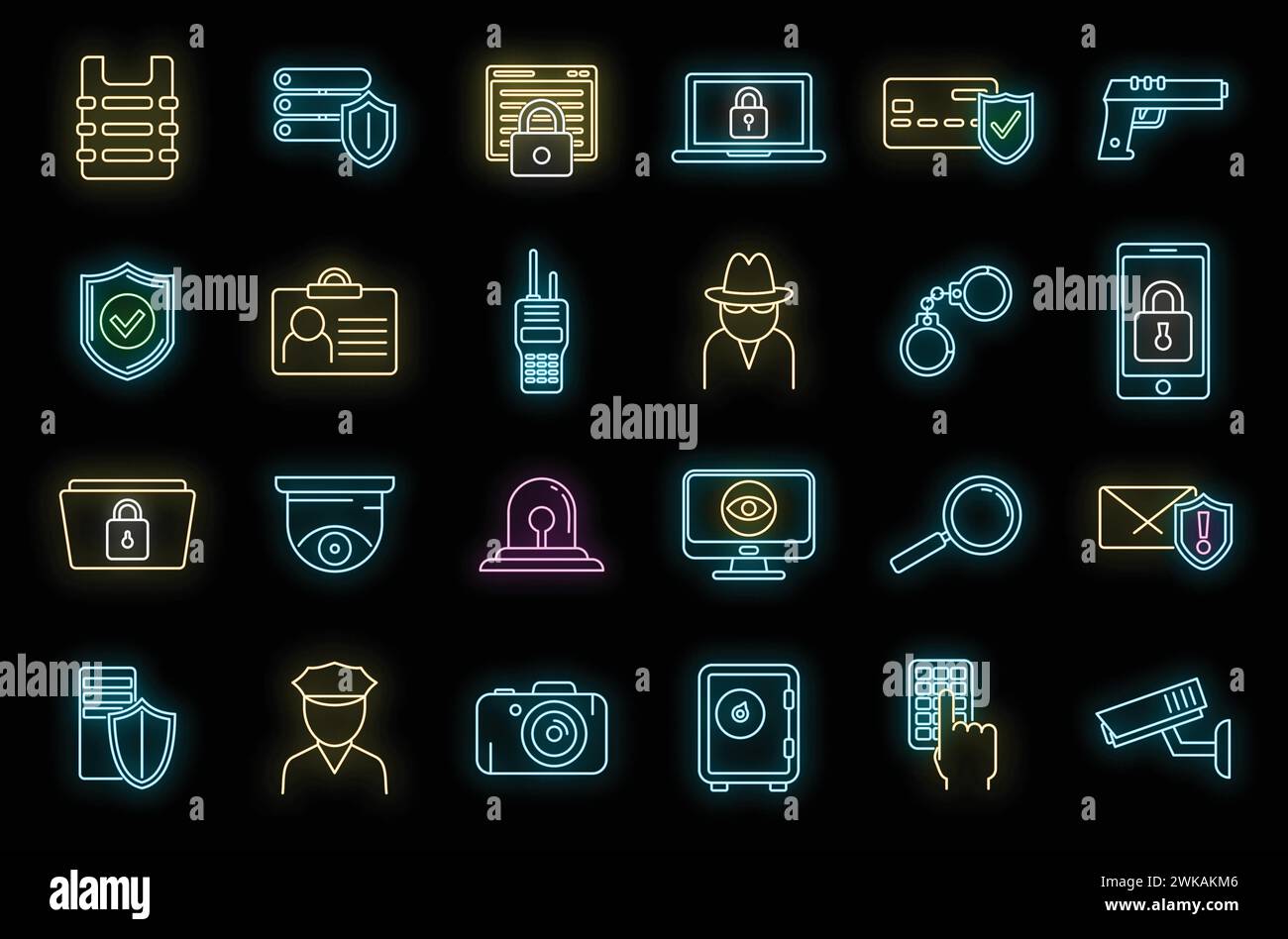 Security service scan icons set. Outline set of security service scan ...