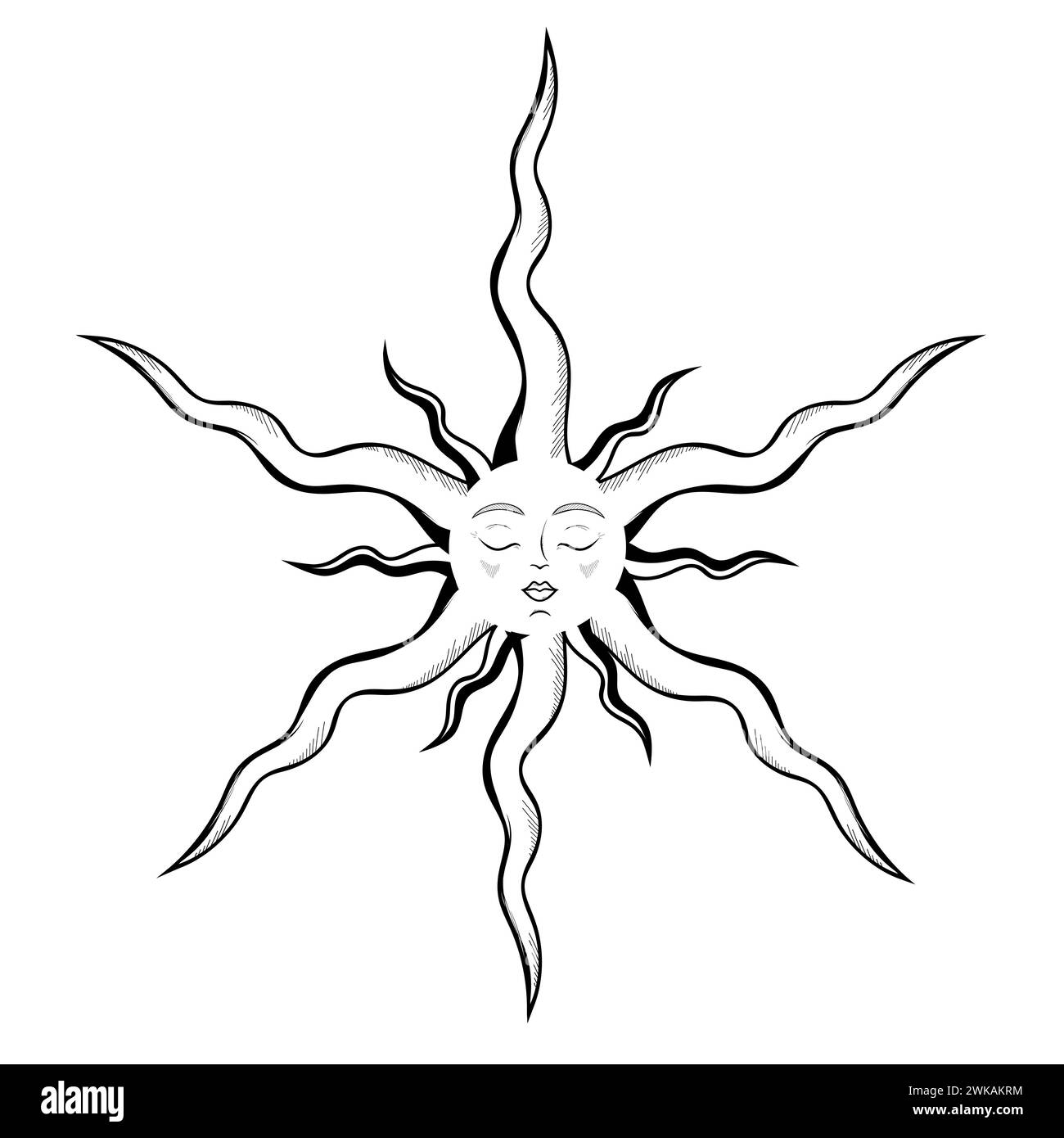 Star celestial symbol. Monochrome. Hand drawn vector illustration Stock ...