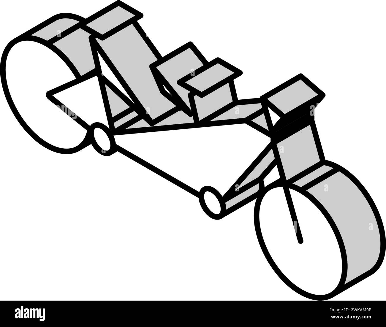 tandem bike bicycle for couple isometric icon vector illustration Stock ...