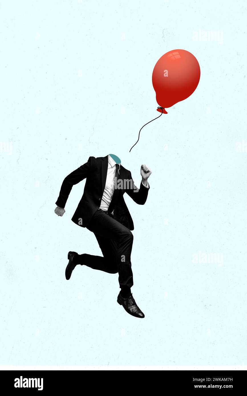 Vertical collage picture of black white colors elegant headless guy ...