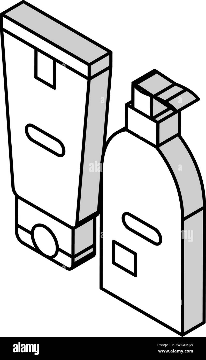 hand cream and lotion packaging isometric icon vector illustration ...